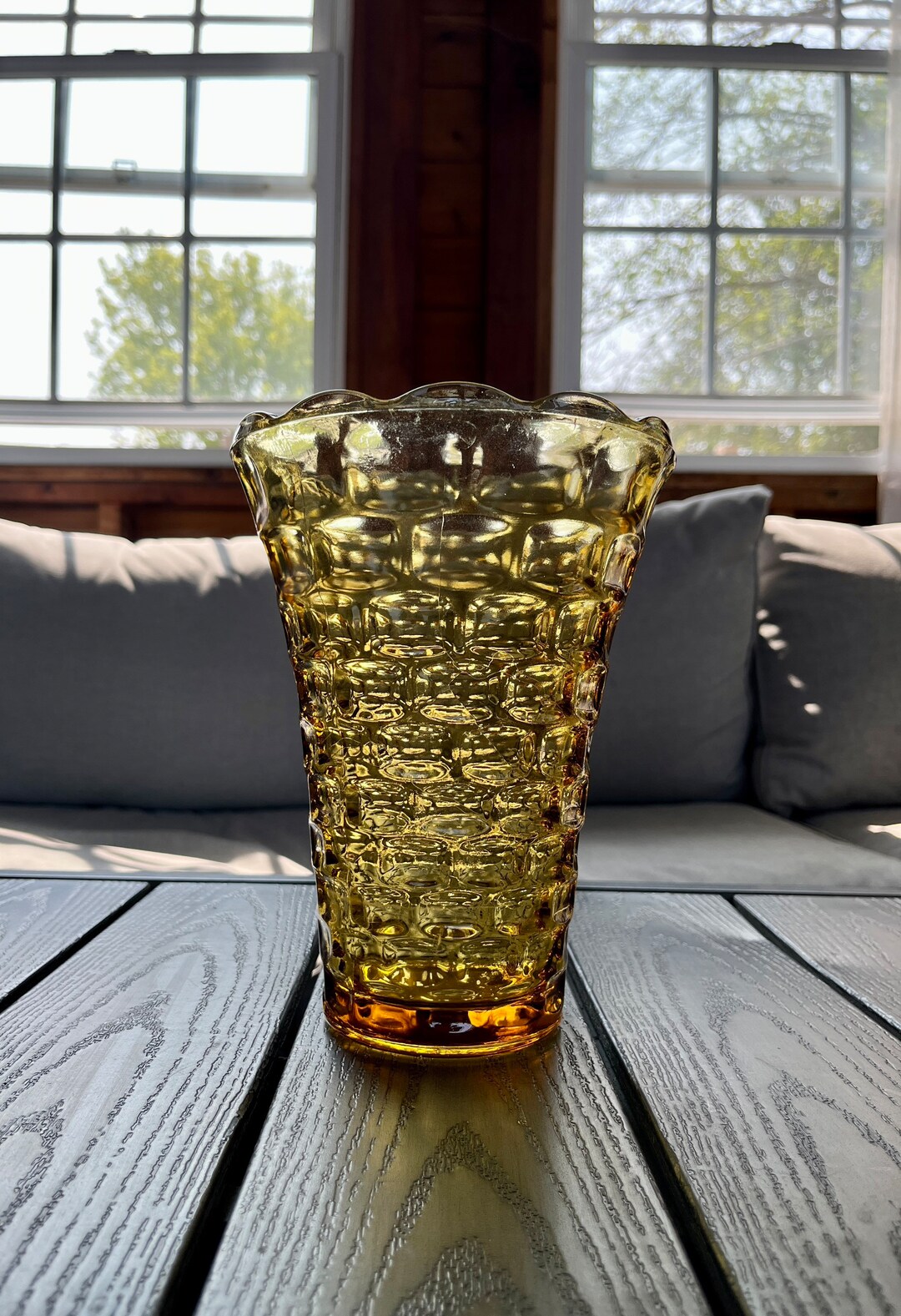 Beautiful 1960's Yorktown Colonial Gold Amber Glass Table Vase by ...
