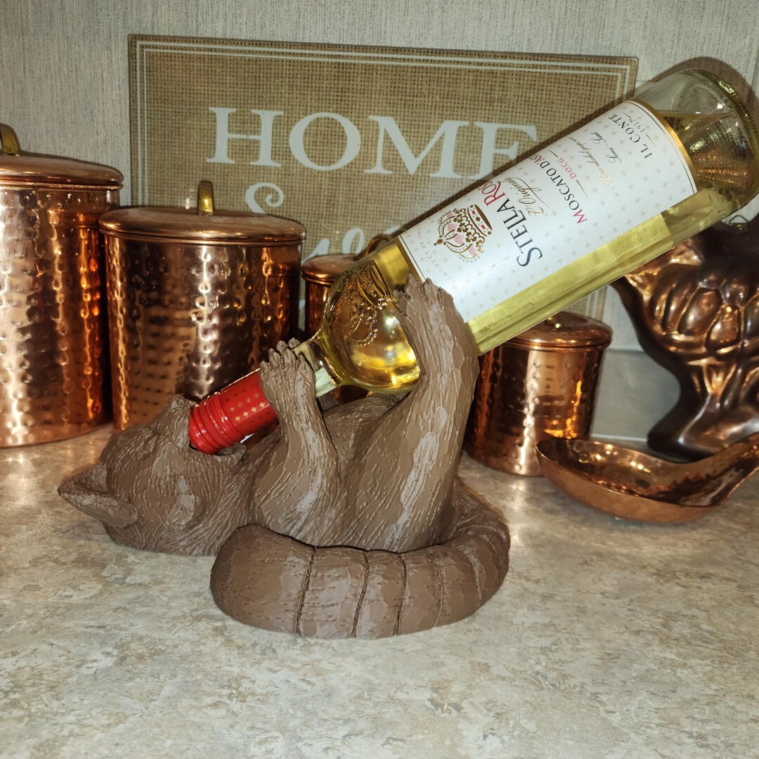3D Printed Red Panda Wine Bottle Stand - Unique Bar Decor, Cute Kitchen ...