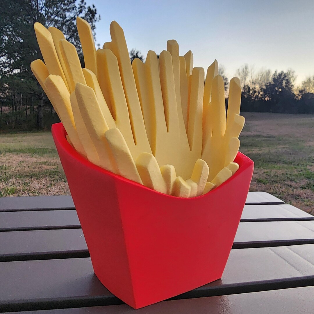 Quirky 3D Printed French Fry Phone Stand - Unique Desk Decor & Charging ...