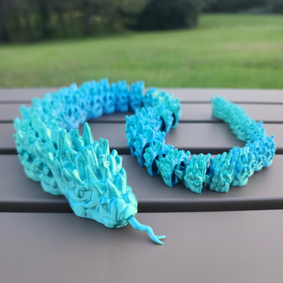 Detailed 3D Printed Articulated Frost Snake Figurine – Intricate Home ...