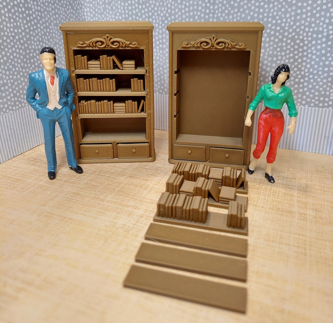 1:24 (half) Scale Bookcase for Dollhouse or Diorama With Filled Book ...