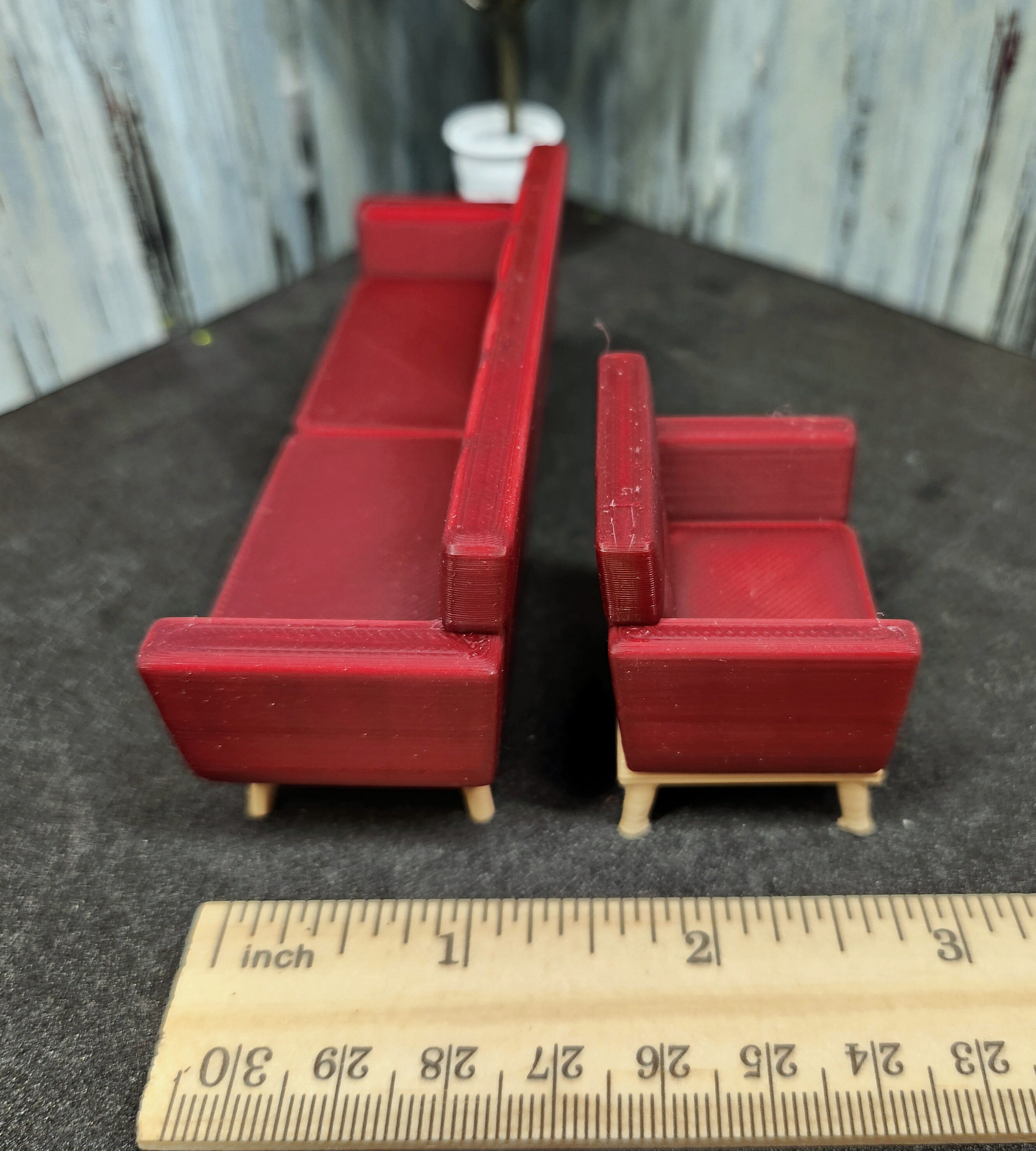 1:24 (half Scale) Mid-century Modern 3 Piece Set. Couch, Chair, Coffee ...