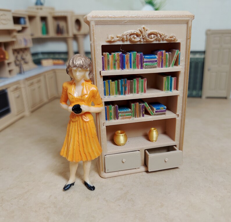 1:24 half Scale Bookcase for Dollhouse or Diorama With - Etsy