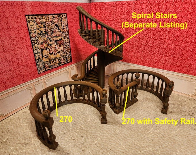 1:24 Scale half Scale Spiral Staircase 2nd Floor Railing for Dollhouse ...
