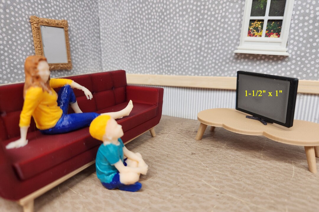 1:24 Scale (half Scale) Dollhouse Modern Tv, Two Sizes for Miniature ...