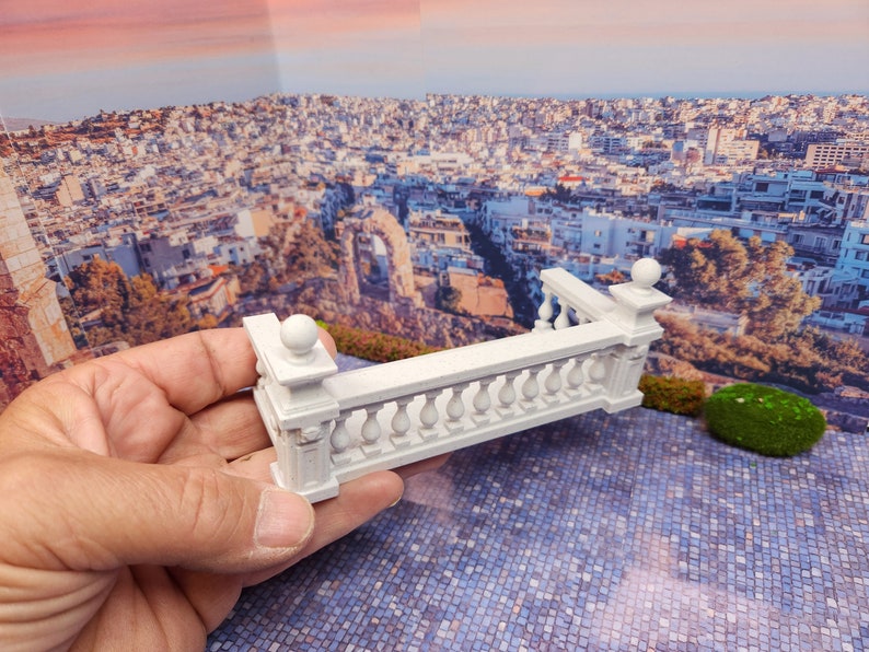 1:24 Scale (half Scale) Balcony in Marble Style PLA Greek Style. With ...