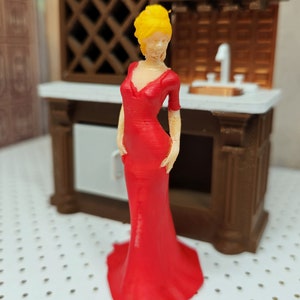 1:24 Scale (half Scale) Lady in Red Figure, Doll, Formal Dress. for ...