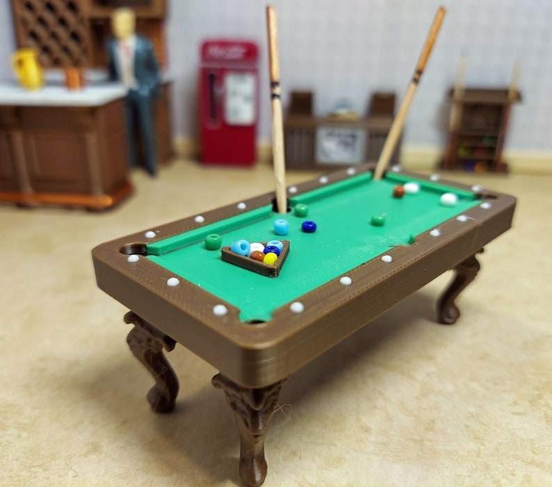 1:24 Scale (half Scale) 3D Printed in 3 Colors, Pool Table With FREE ...