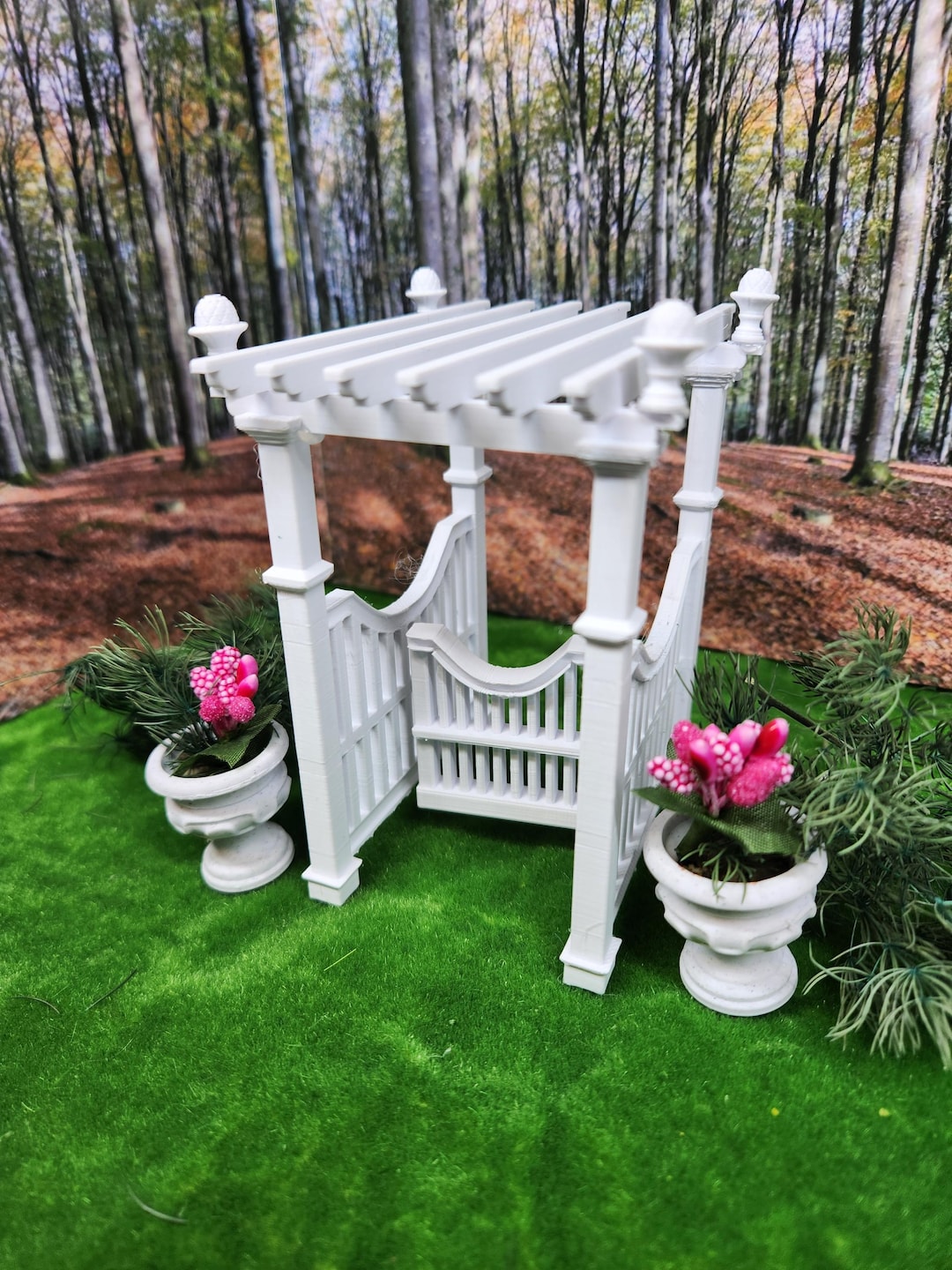 3D Printed Half Scale Dollhouse Garden Gate, Miniature White Arbor ...