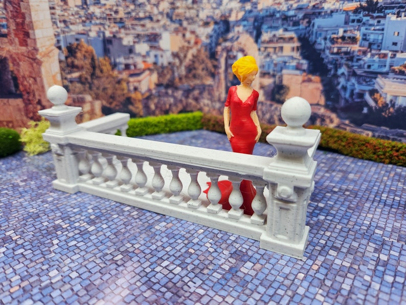 1:24 Scale (half Scale) Balcony in Marble Style PLA Greek Style. With ...