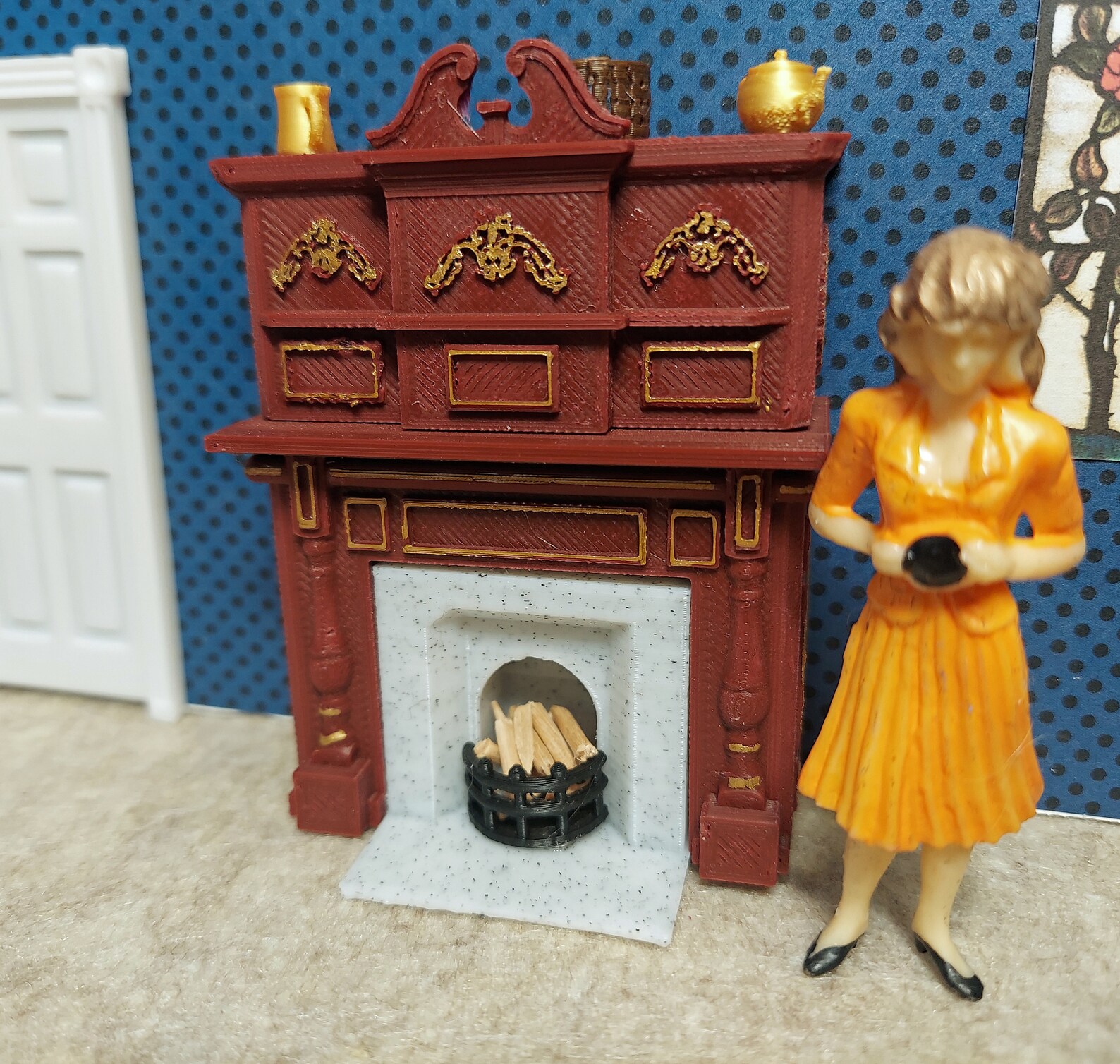 1:24 Scale (half Scale) Fancy Fireplace. Available in Three Colors as a ...