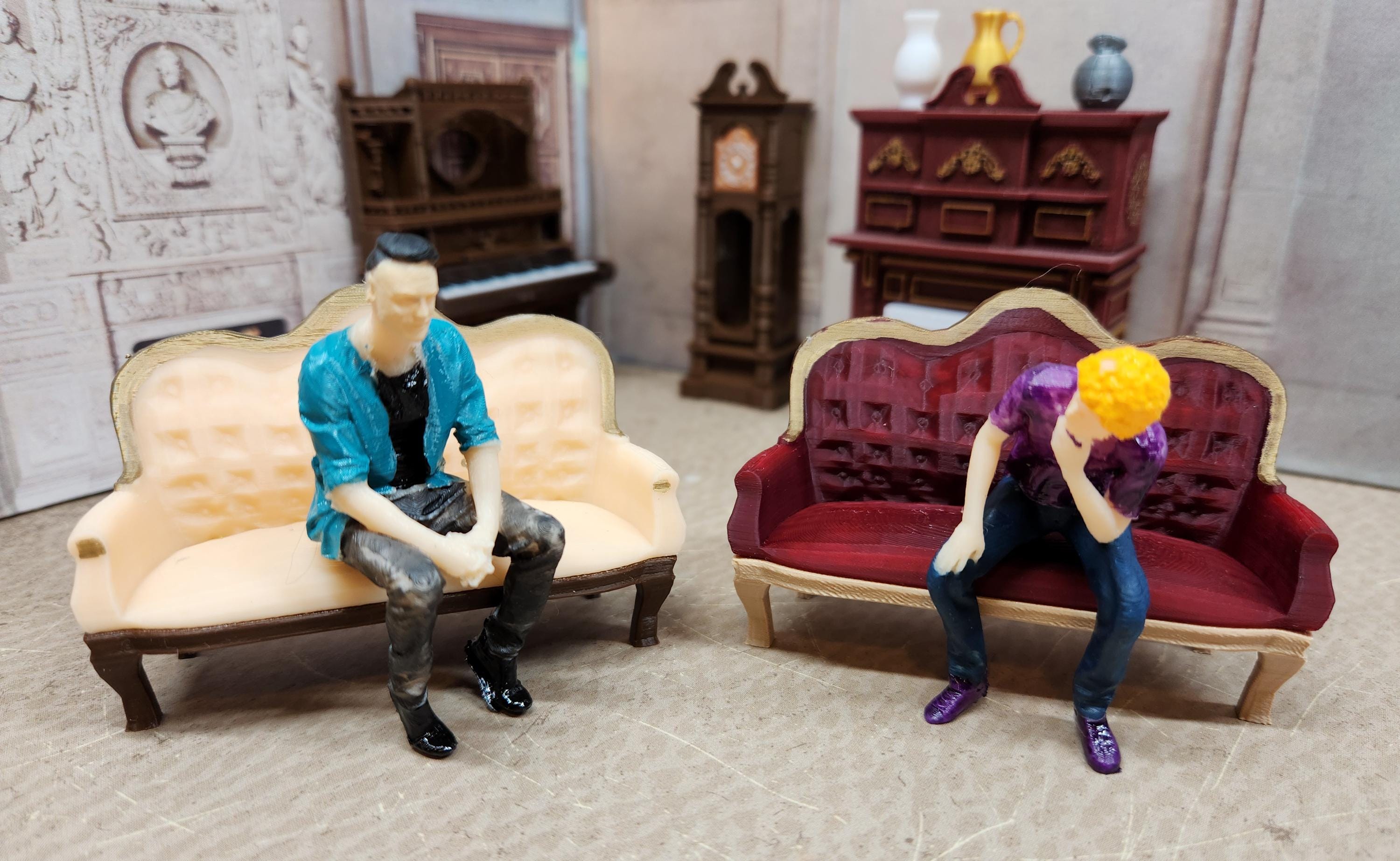 1:24 Scale (half Scale) Victorian Dollhouse Miniature 4 Peice Set Couch ...