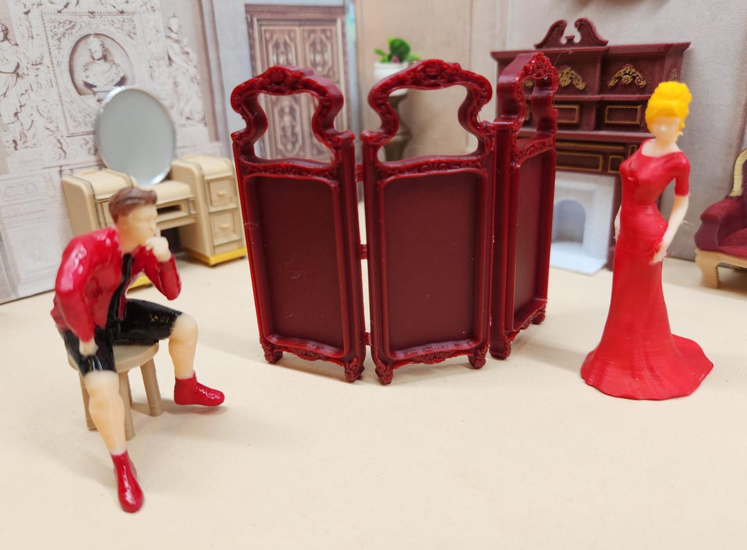 1:24 Scale (half Scale) 3 Panel Changing Screen Decorative Screen for ...