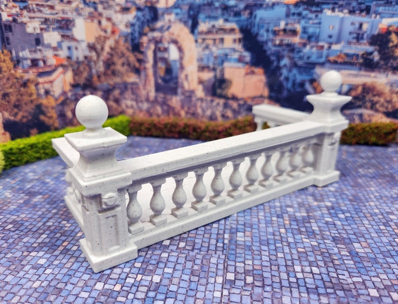 1:24 Scale (half Scale) Balcony in Marble Style PLA Greek Style. With ...