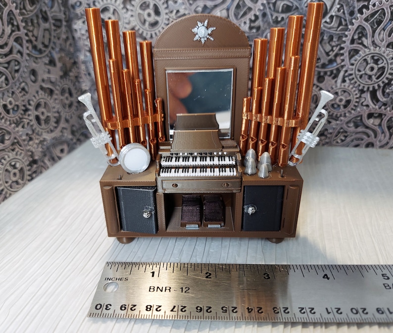 Steampunk Dollhouse Organ, 1:24 Half Scale, Chocolate Brown, With Bench ...
