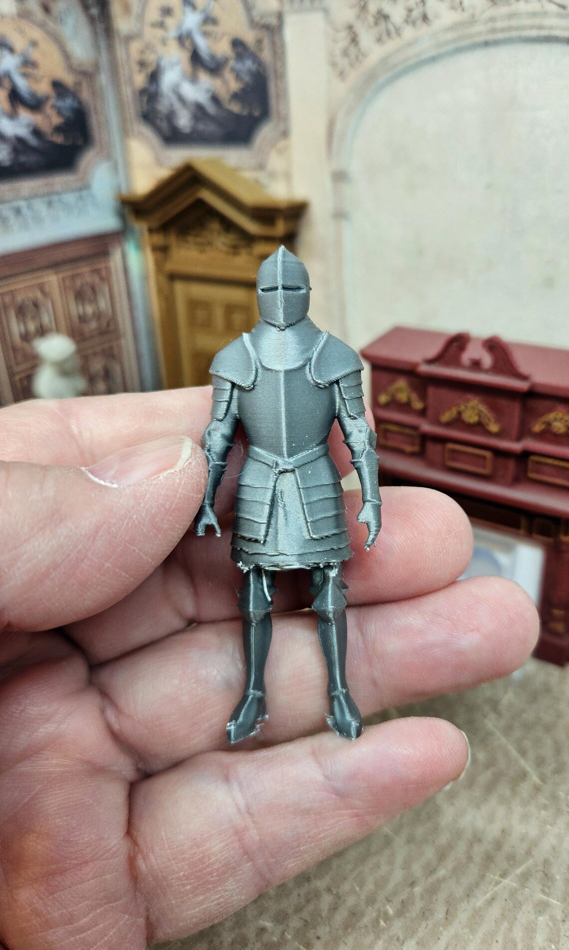 Half Scale Knight 3D Print in Brushed Silver Look for Dolls House or ...