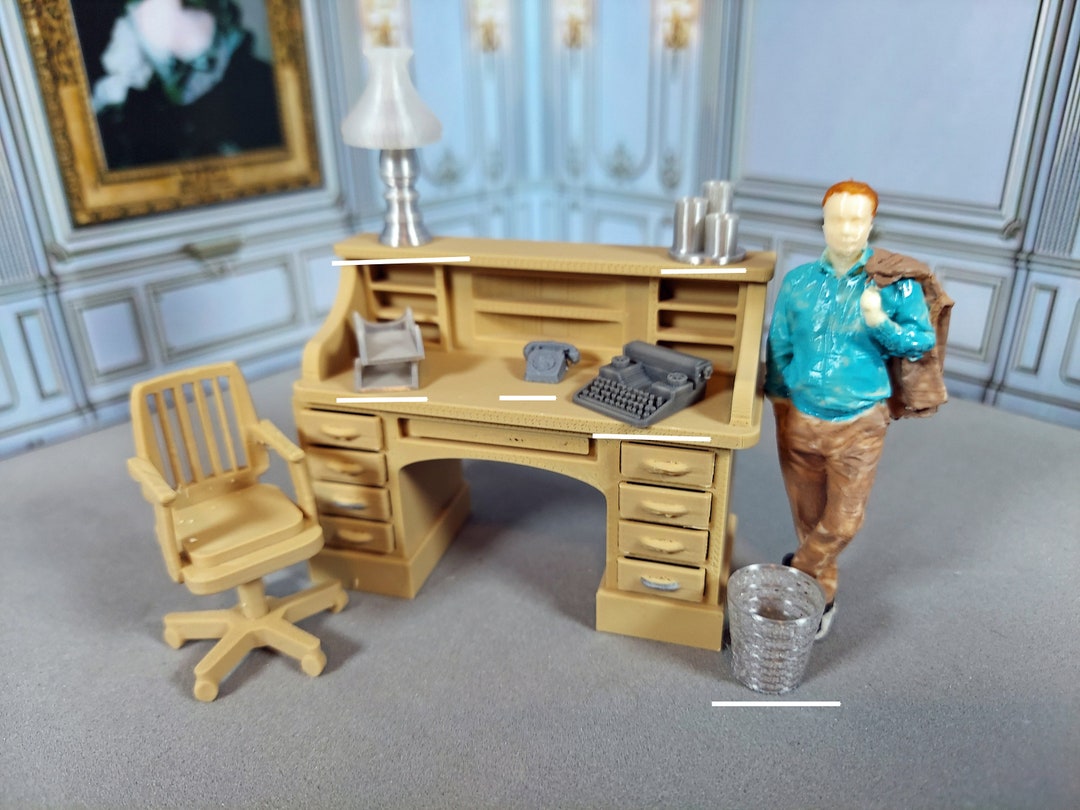 1:24 Scale (half Scale) 6 Peice Desk Set (NO DESK) for Dollhouse ...