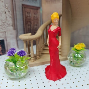 1:24 Scale (half Scale) Lady in Red Figure, Doll, Formal Dress. for ...