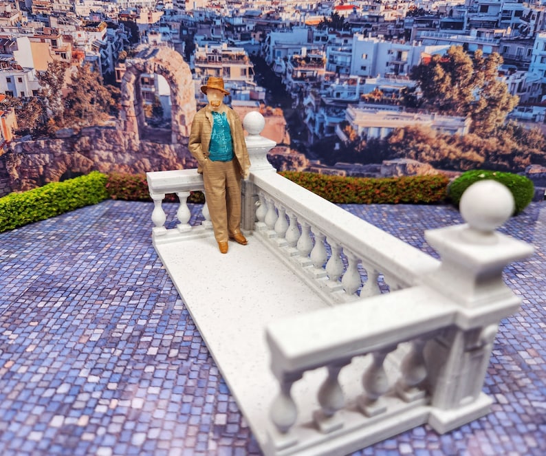 1:24 Scale (half Scale) Balcony in Marble Style PLA Greek Style. With ...
