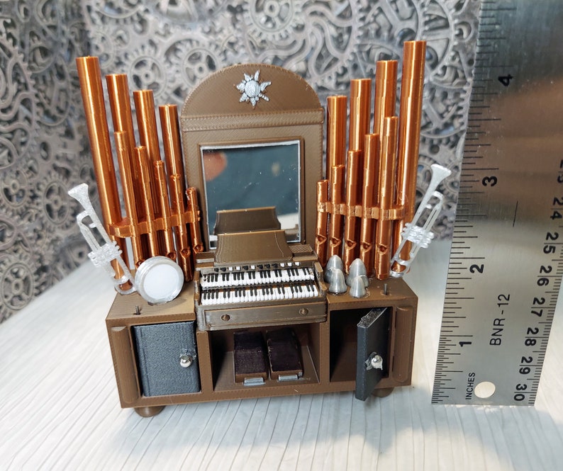 Steampunk Dollhouse Organ, 1:24 Half Scale, Chocolate Brown, With Bench ...