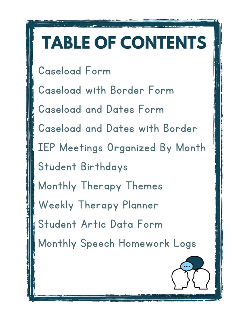 SLP Planner and Caseload Forms - Etsy