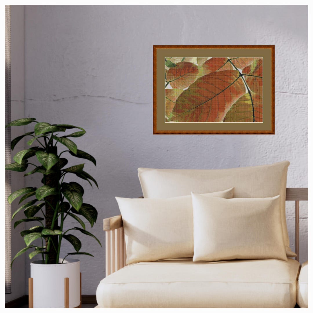 Cross Stitch Pattern Canopy of Leaves, Cross Stitch Embroidery Template ...