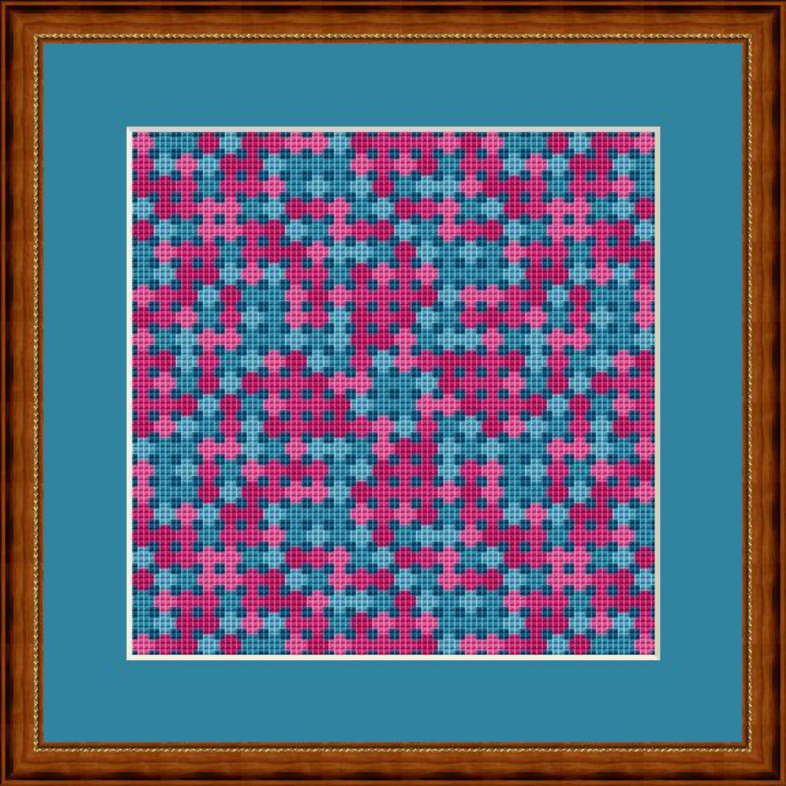 Cross Stitch Pattern Grid Pattern Pink Blue, Cross Stitch Embroidery ...