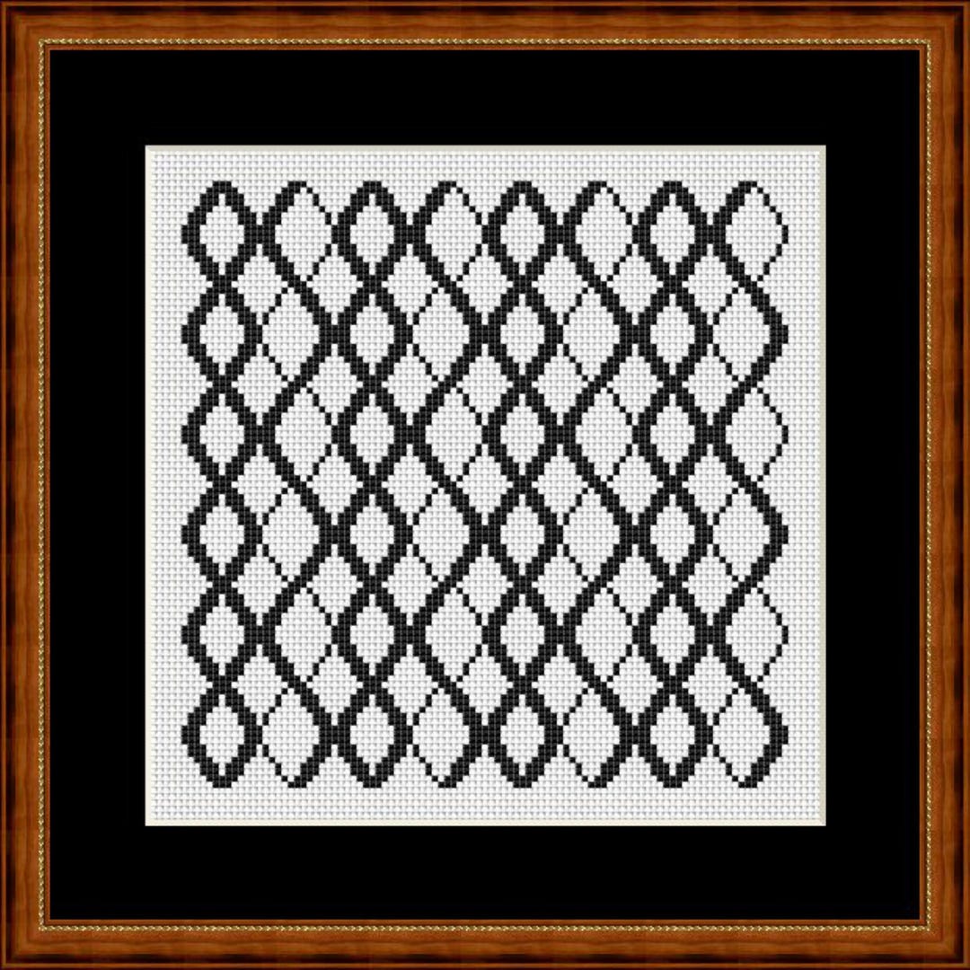 Cross Stitch Wave Pattern Black and White, Pattern Size Approx. 15 X 15 ...