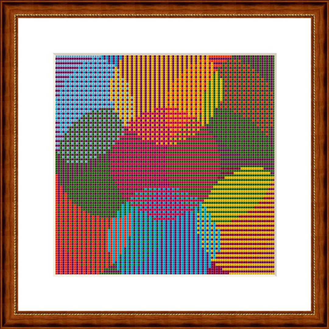 Cross Stitch Pattern Line Circles Shifted Into Each Other Colorful ...