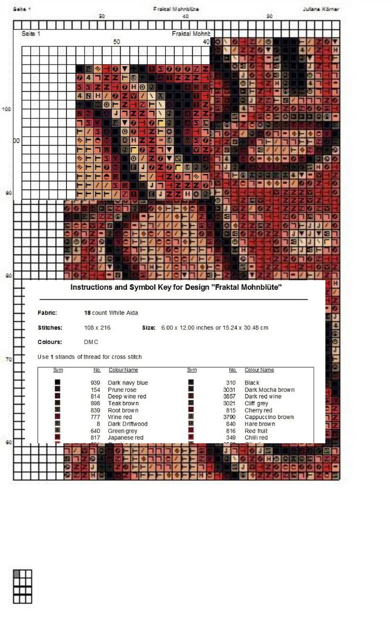 Cross Stitch Pattern Fractal, Embroidery Template PDF Cross Stitch ...