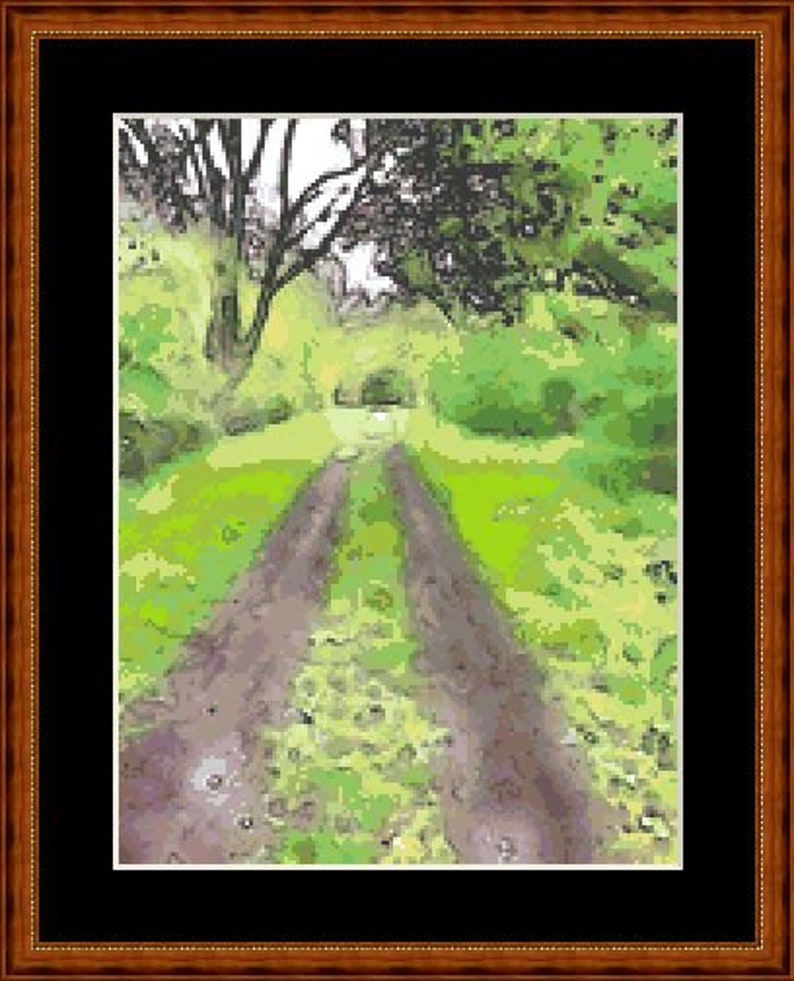 Cross Stitch Pattern Forest Path, Embroidery Template Pdf Cross Stitch ...