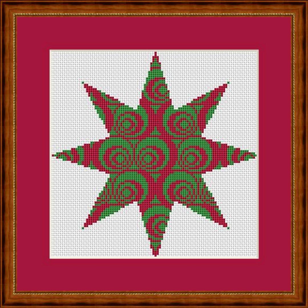 Cross Stitch Pattern Star With Balls Two-coloured, Star Size Approx. 15 ...