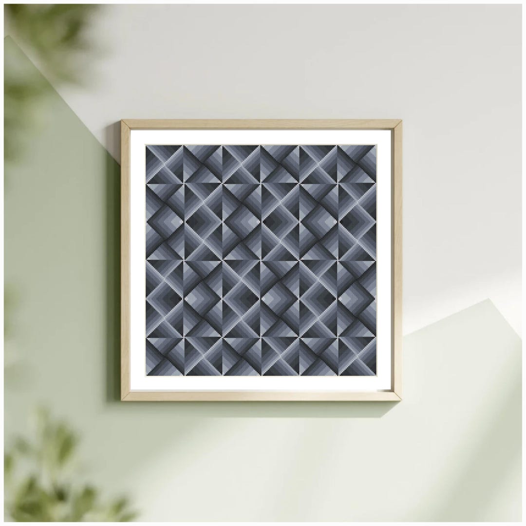 Cross Stitch Pattern Grey in Grey Geometric, Image Size Approx. 30 X 30 ...