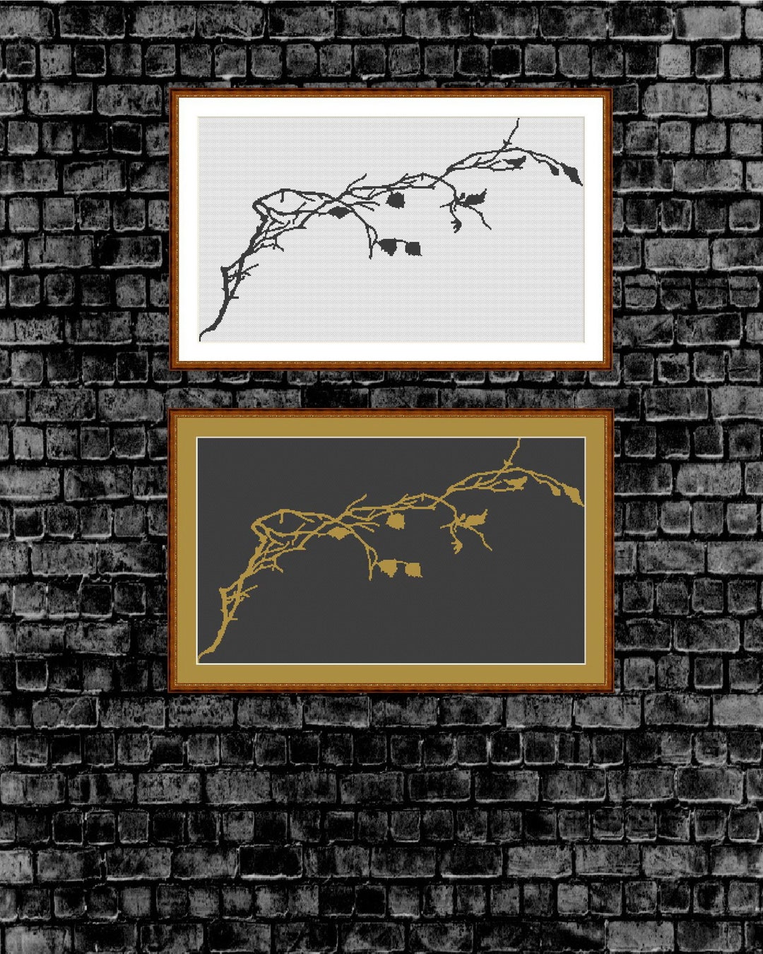 Cross Stitch Pattern Branch, Embroidery Template Silhouette Autumn ...
