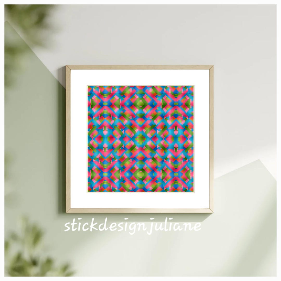 Cross Stitch Pattern Intertwined, Pink Blue Green, Image Size Approx ...