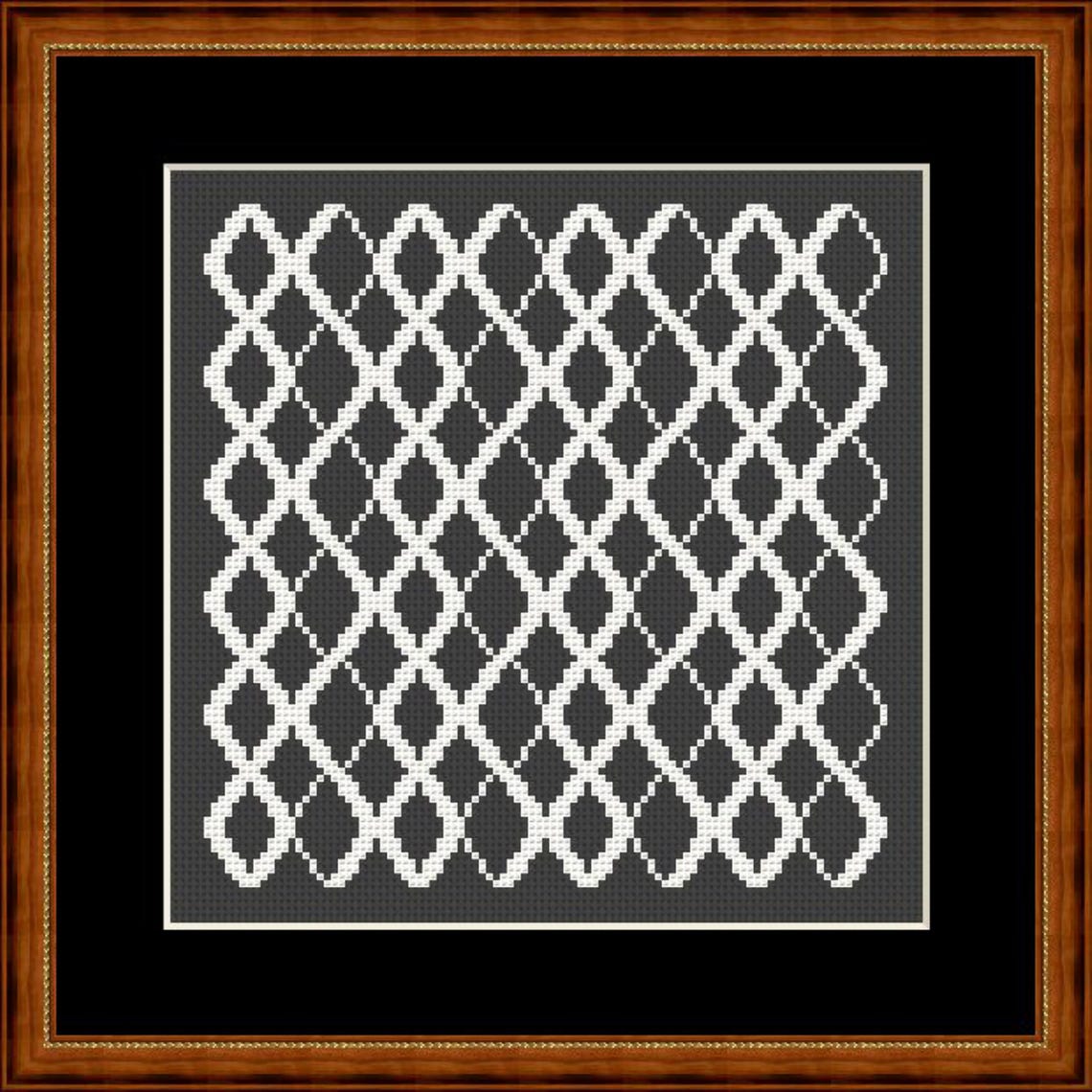 Cross Stitch Wave Pattern Black and White, Pattern Size Approx. 15 X 15 ...