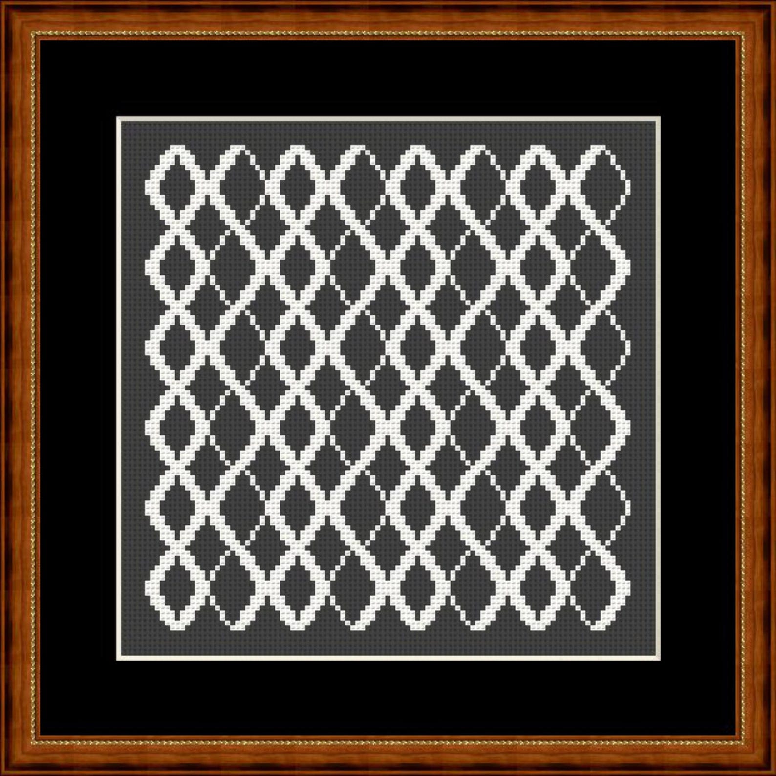 Cross Stitch Wave Pattern Black and White, Pattern Size Approx. 15 X 15 ...
