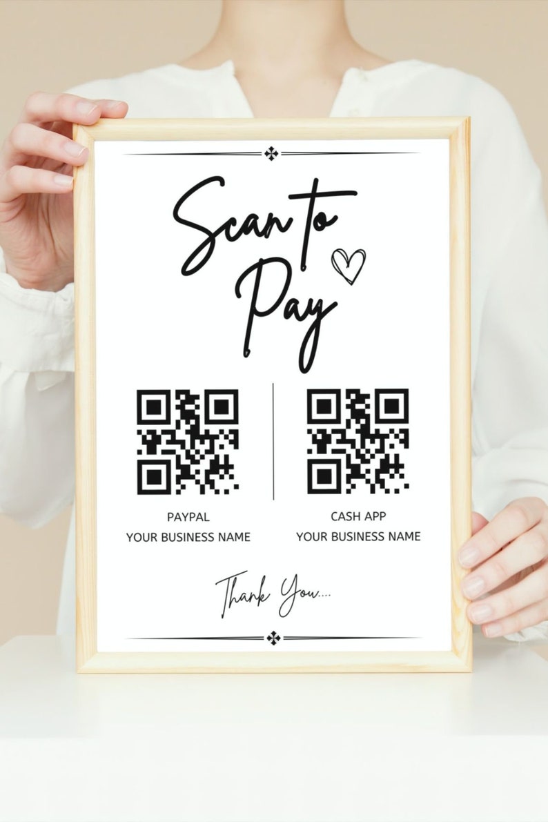 Editable Scan to Pay Sign, QR Code Sign Template, Small Business ...