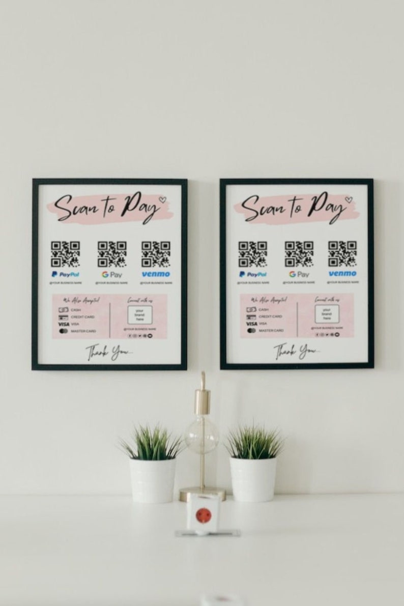 Editable Scan to Pay Sign, QR Code Sign Template, Small Business ...