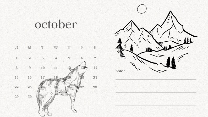 Printable Calendar 2023 | Mountains | Minimalist | Animals | Clean ...