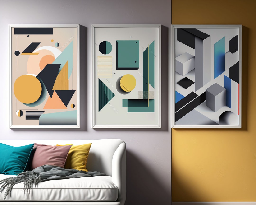 Mid-century Modern Geometric Design Printable Downloads 3 Set - Instant ...