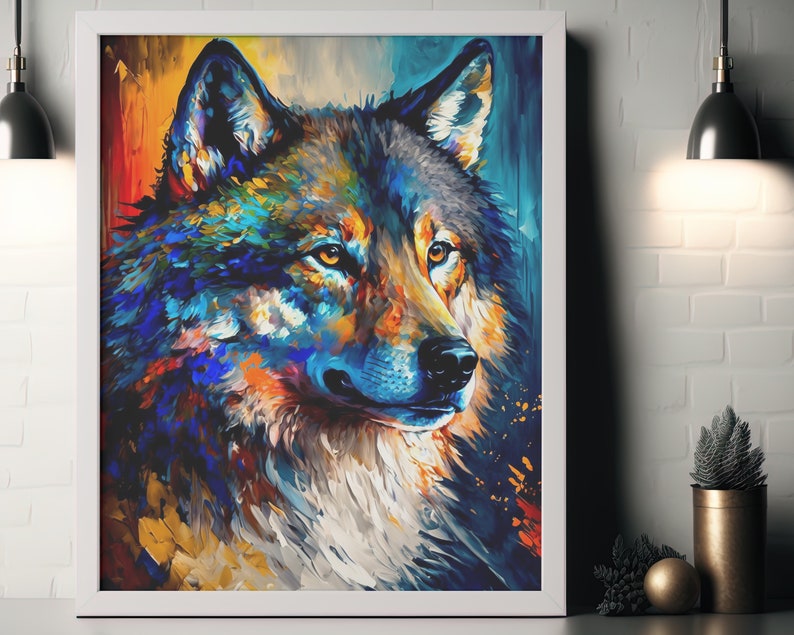 Wild Wolf Digital Download, Wolf Painting Print 2X3, 3X4, 4X5, 11X14 ...