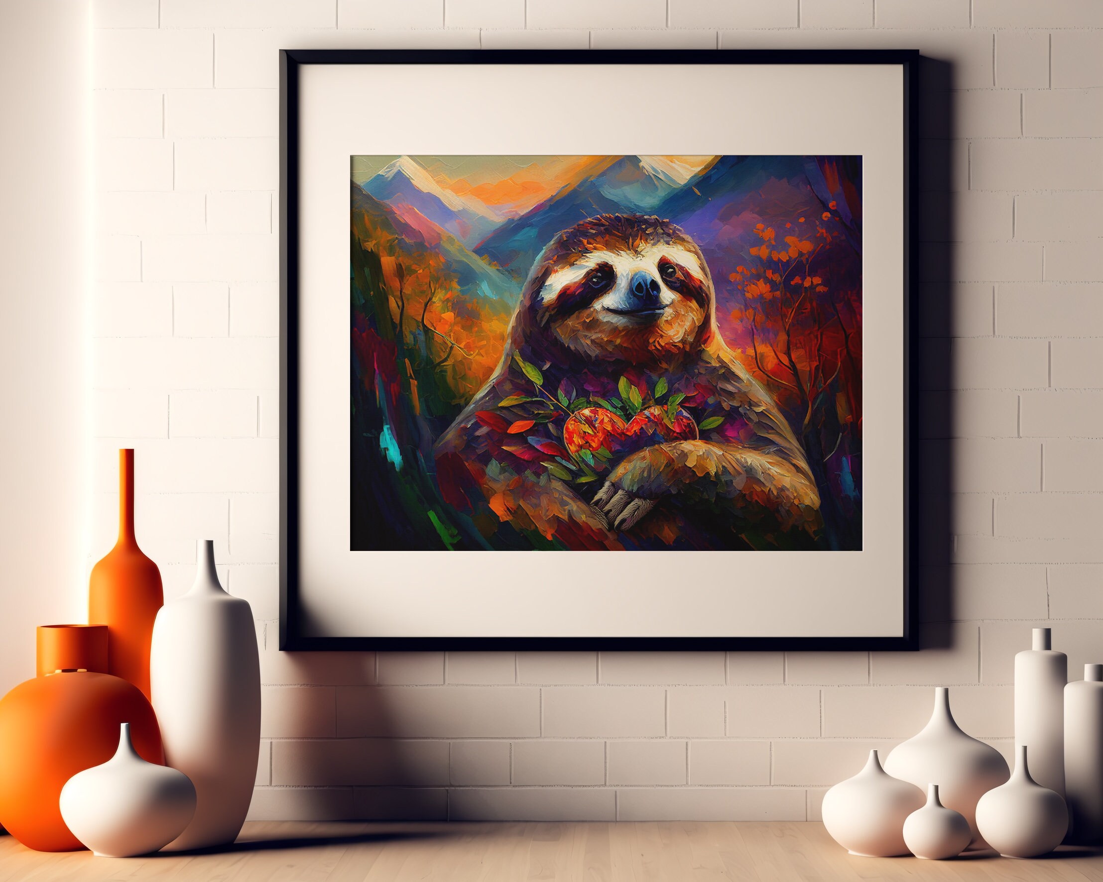 Sloth in Love Digital Download, Cute Sloth Painting Print 2X3, 3X4, 4X5 ...