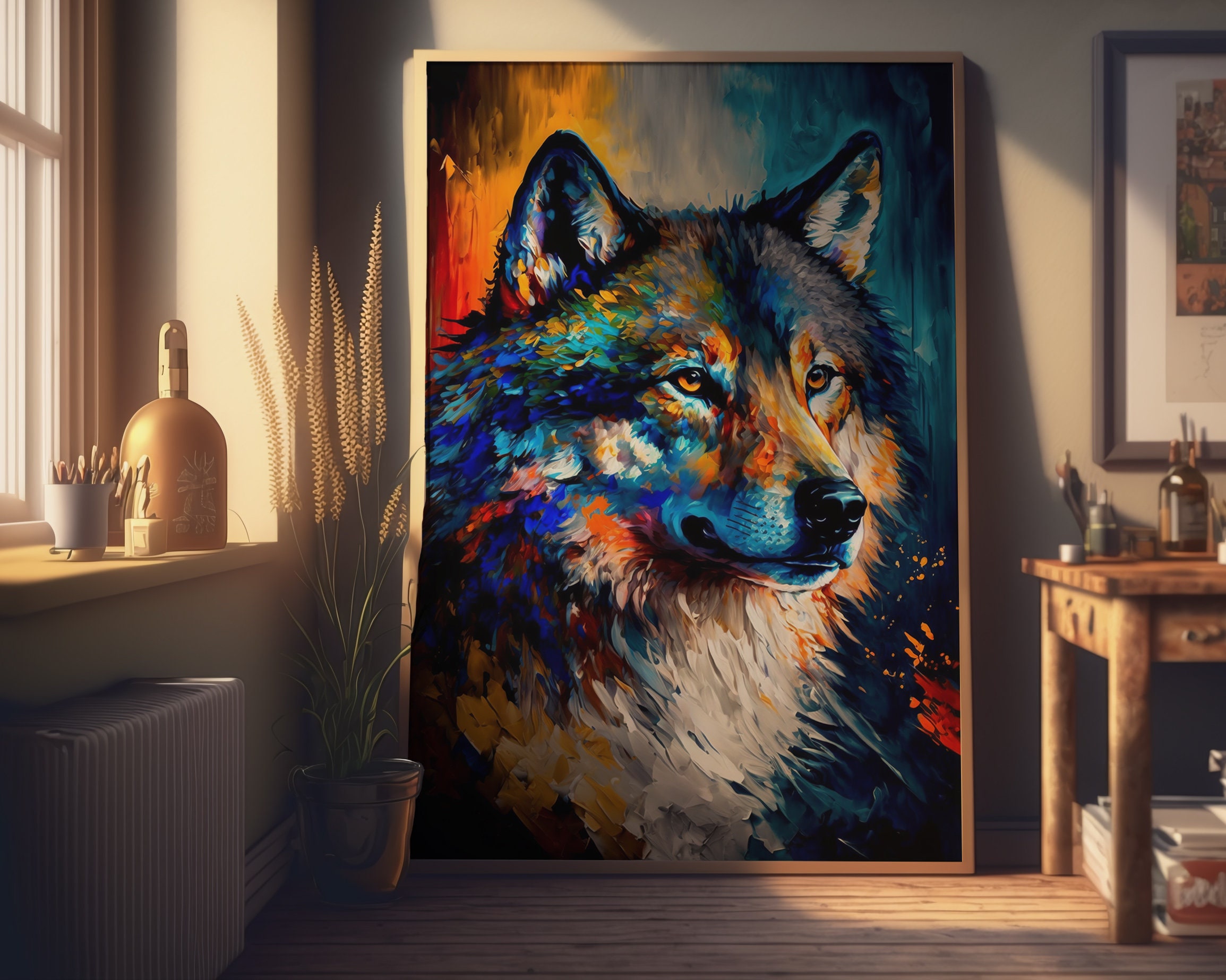 Wild Wolf Digital Download, Wolf Painting Print 2X3, 3X4, 4X5, 11X14 ...