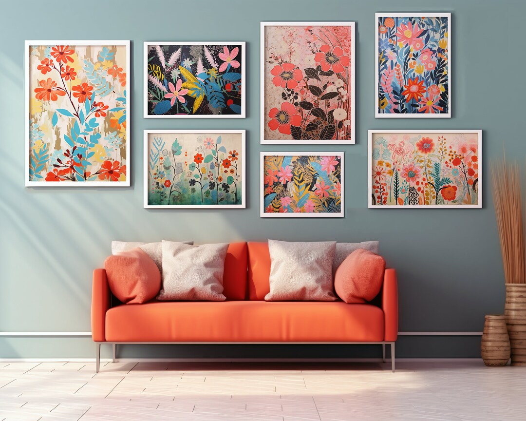 Floral Fusion: Collection of 42 Eclectic Wall Art Prints, Printable ...