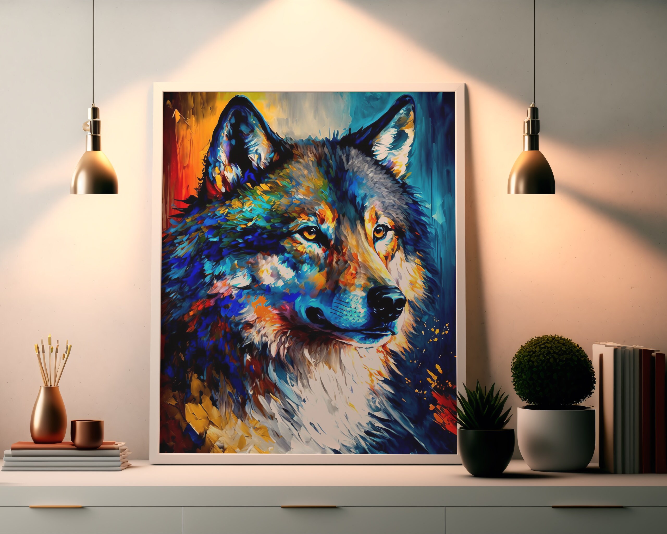 Wild Wolf Digital Download, Wolf Painting Print 2X3, 3X4, 4X5, 11X14 ...