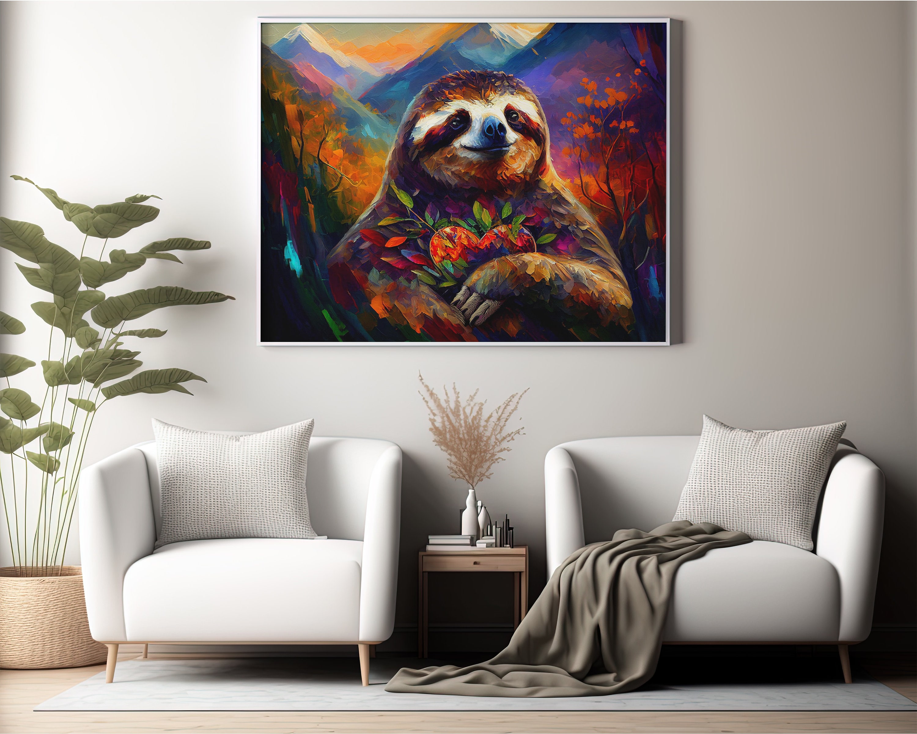 Sloth in Love Digital Download, Cute Sloth Painting Print 2X3, 3X4, 4X5 ...