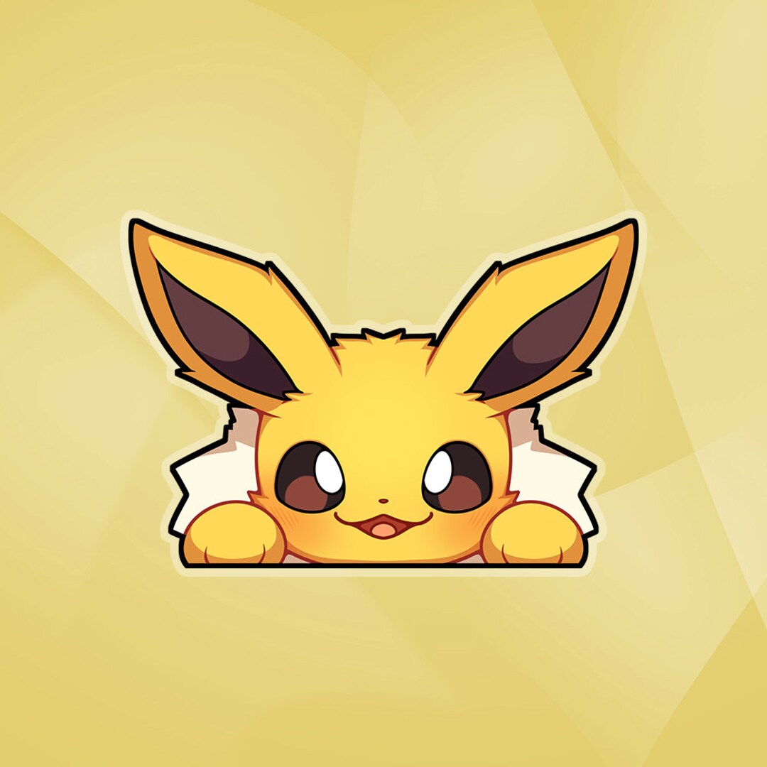 Jolteon Peeker Sticker, Kawaii Eeveelution Pokemon Sticker, Cute ...