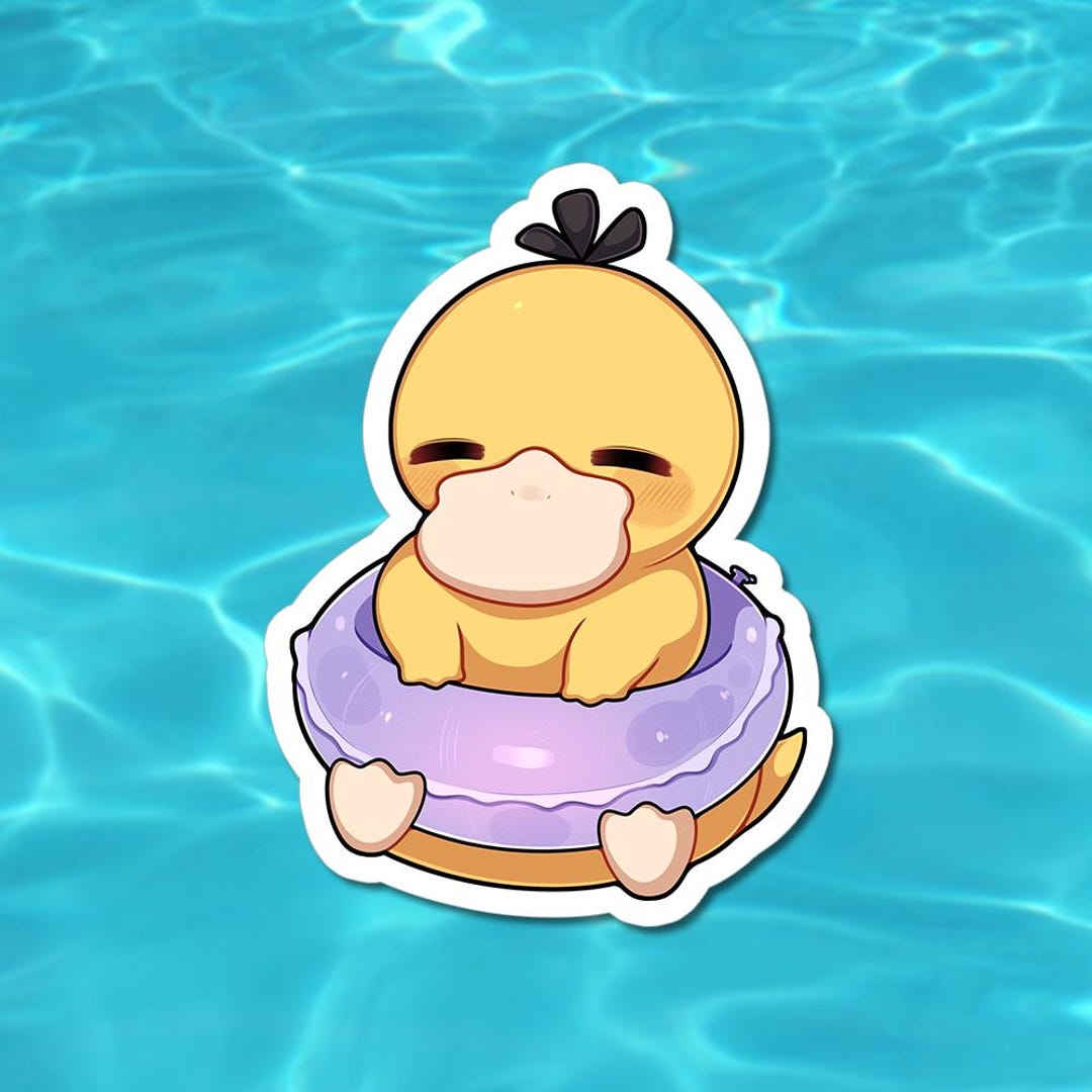 Psyduck With Floatie Sticker Cute Kawaii 3 Inch Waterproof Pokemon ...