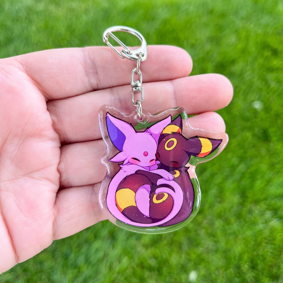 Espeon & Umbreon Sleeping Keychain 2 Cute Acrylic Eeveelution Pokemon ...